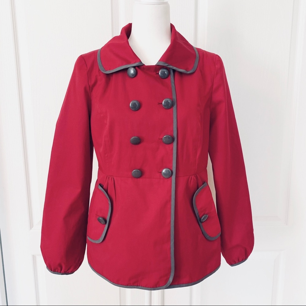 Steve Madden Double Breasted Piping Detail Rain Jacke… - Gem